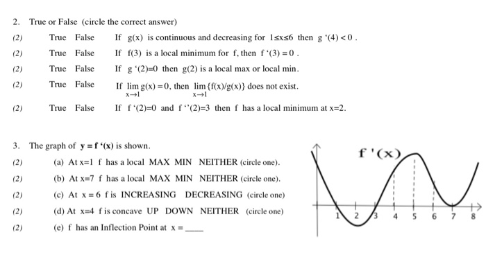 Solved 2. True or False (circle the correct answer) True | Chegg.com