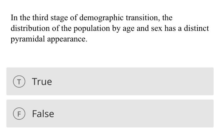 Solved In the third stage of demographic transition, the | Chegg.com
