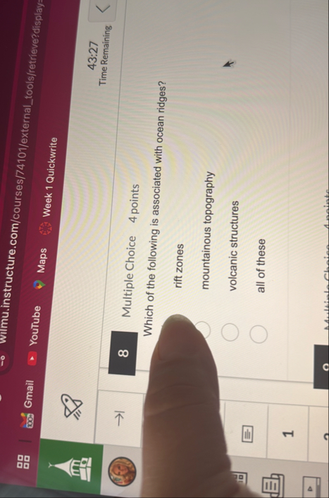 Solved GmailYouTubeMapsWeek 1 ﻿Quickwrite43:27Time | Chegg.com