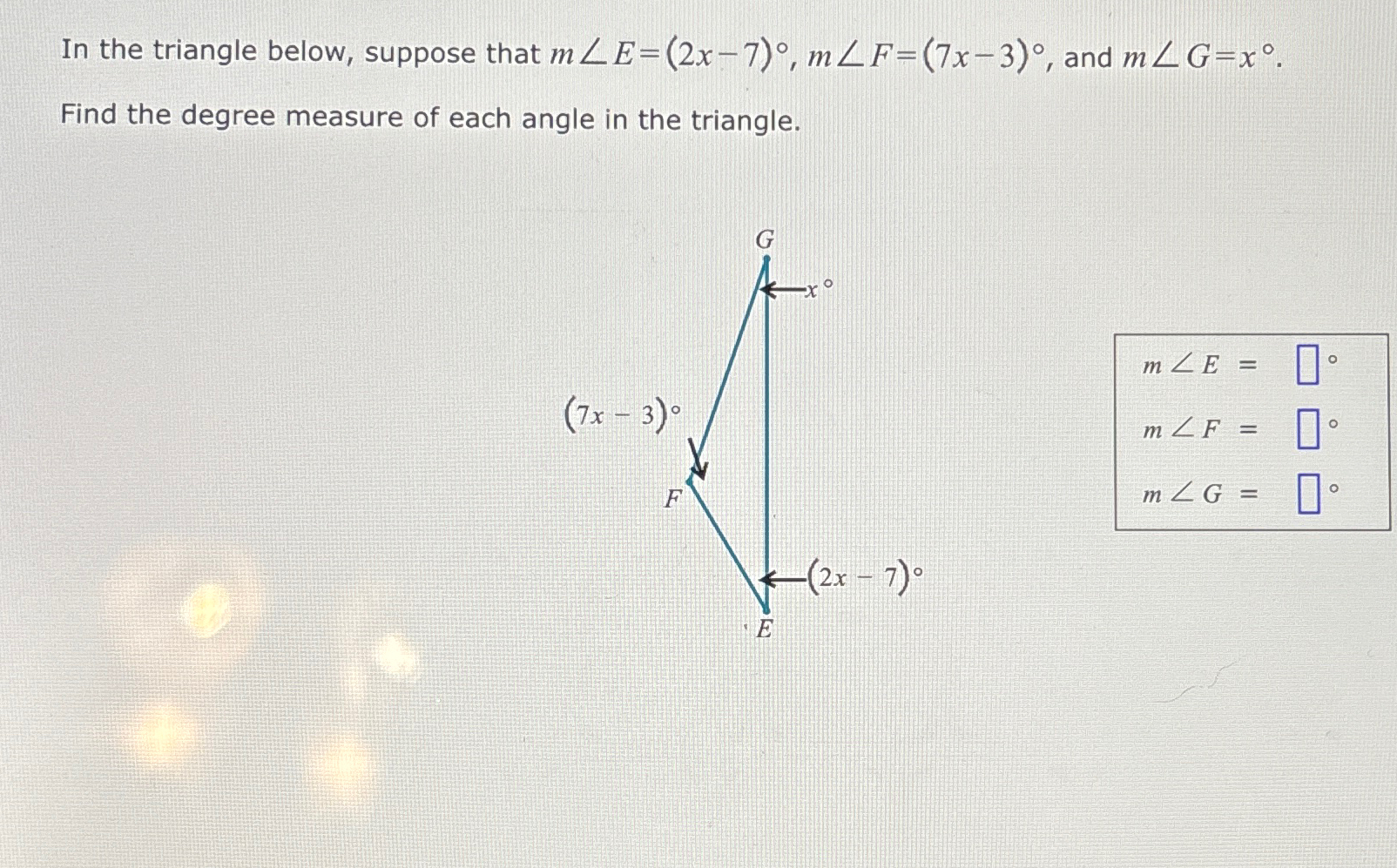 Solved In the triangle below, suppose that | Chegg.com