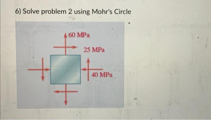 Solved 6) Solve problem 2 using Mohr's Circle 2) For the | Chegg.com