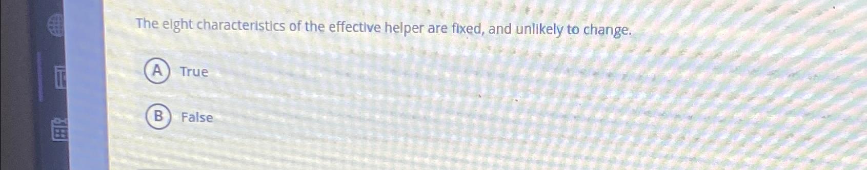 Solved The eight characteristics of the effective helper are | Chegg.com