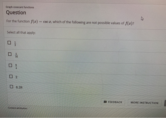 Solved for the function f(x)=csc x, which of the following | Chegg.com