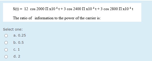 Solved S(t)=12cos2000Π×104t+3cos2400Π×104t+3cos2800Π×104tThe | Chegg.com