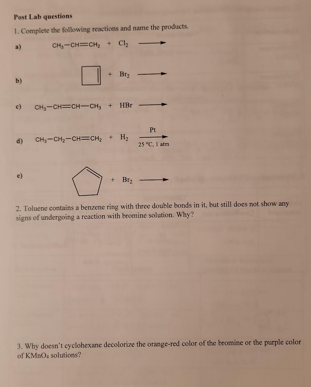 Solved Post Lab questions 1. Complete the following | Chegg.com