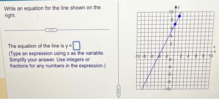 Solved Write an equation for the line shown on the right. | Chegg.com