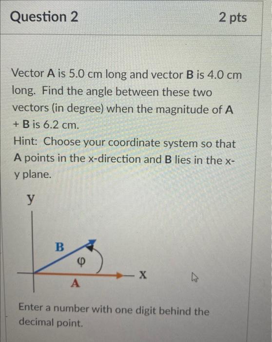 Solved Vector A is 5.0 cm long and vector B is 4.0 cm long. | Chegg.com