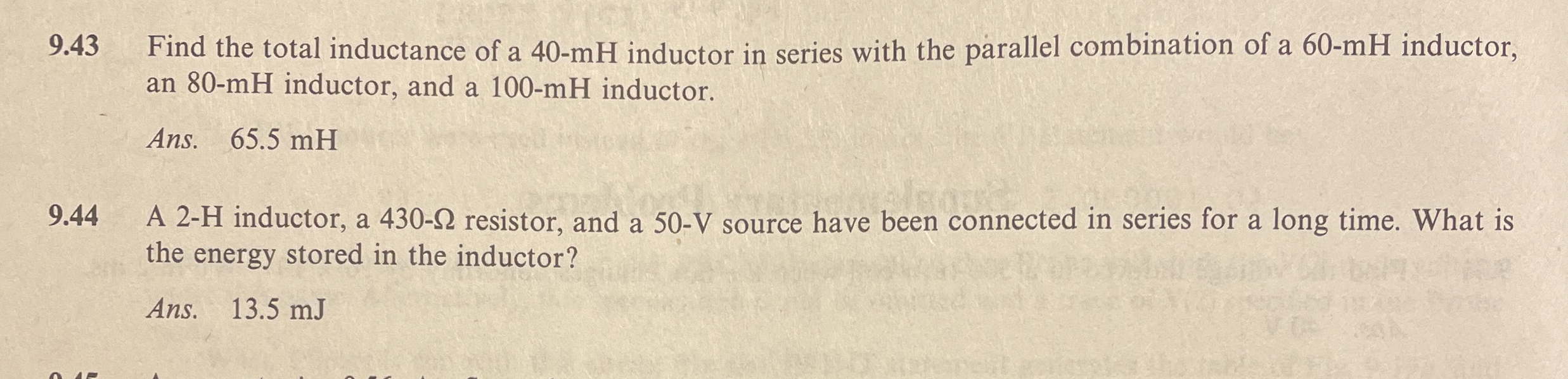 Solved 9.43 ﻿Find the total inductance of a 40-mH ﻿inductor | Chegg.com