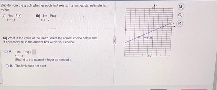 Solved Decide from the graph whether each limit exists. If a | Chegg.com