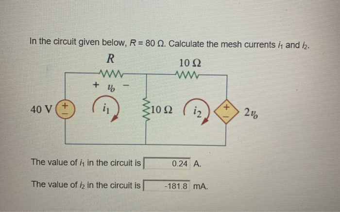 Solved In the circuit given below, R =80 0. Calculate the | Chegg.com