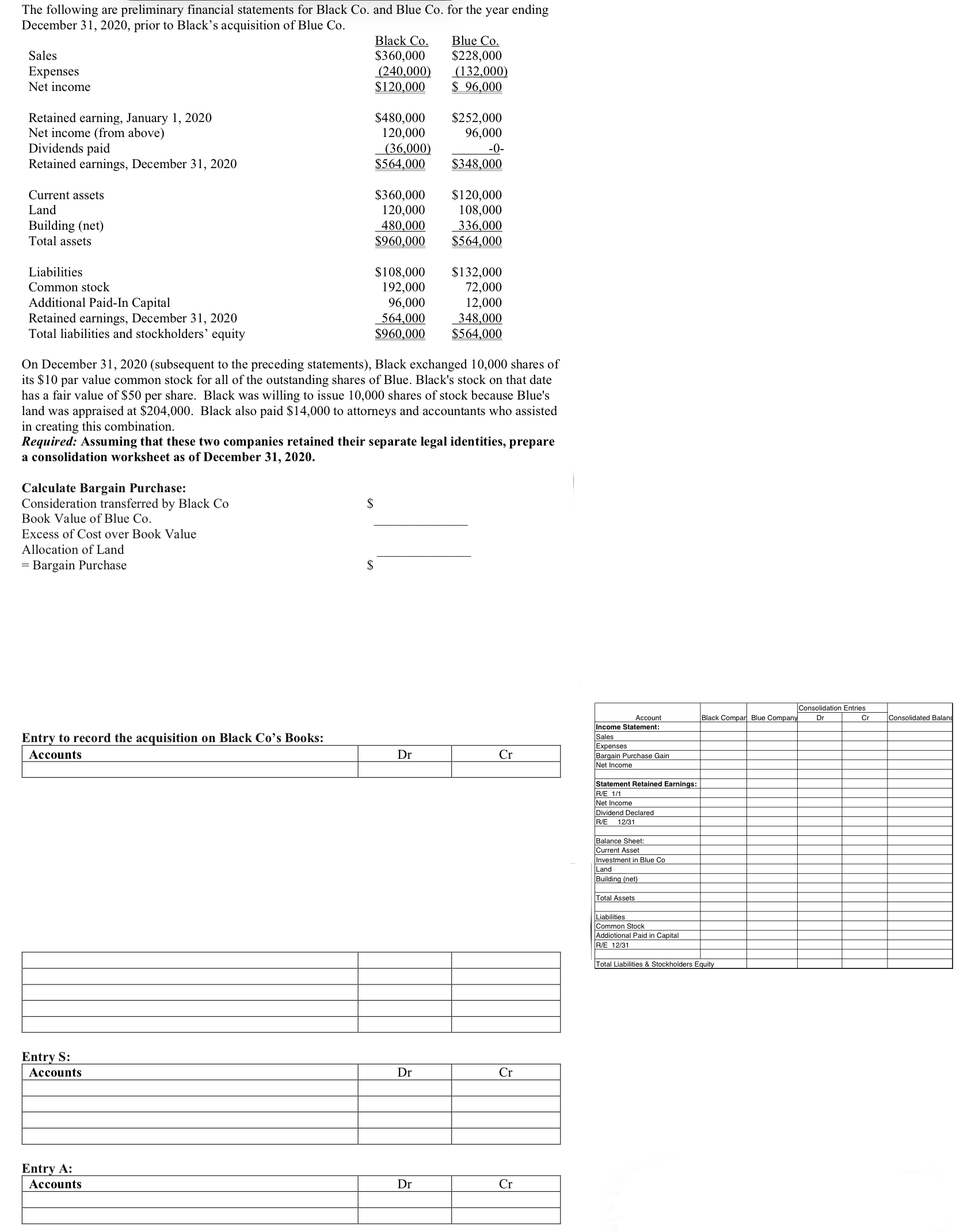 Solved The following are preliminary financial statements | Chegg.com