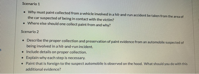 Solved Scenario 1 • Why must paint collected from a vehicle | Chegg.com