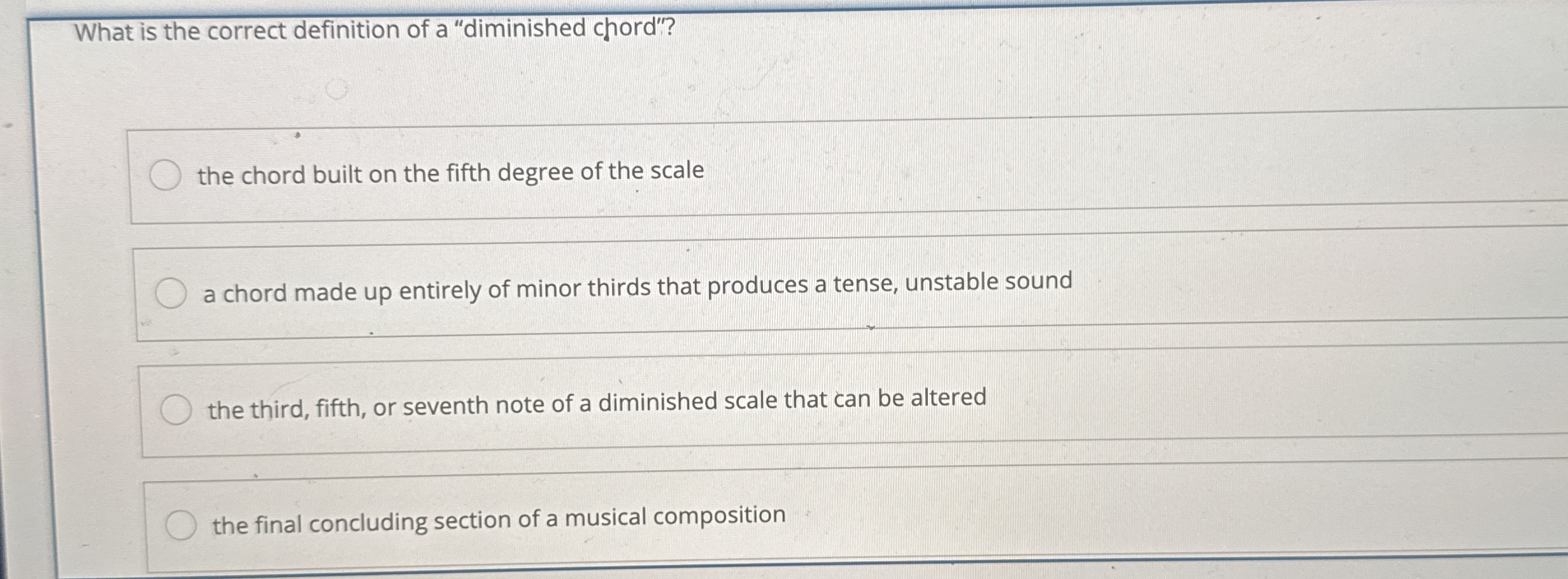 Solved What is the correct definition of a "diminished | Chegg.com