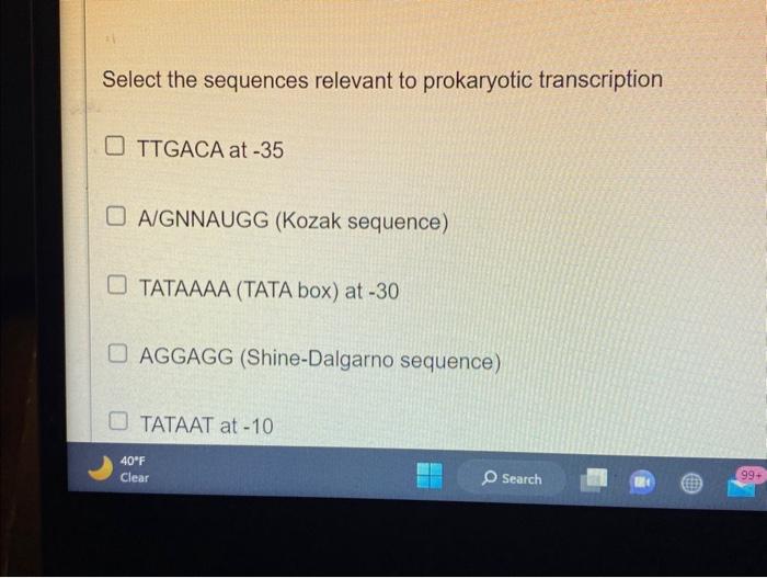 Solved Select the sequences relevant to prokaryotic | Chegg.com