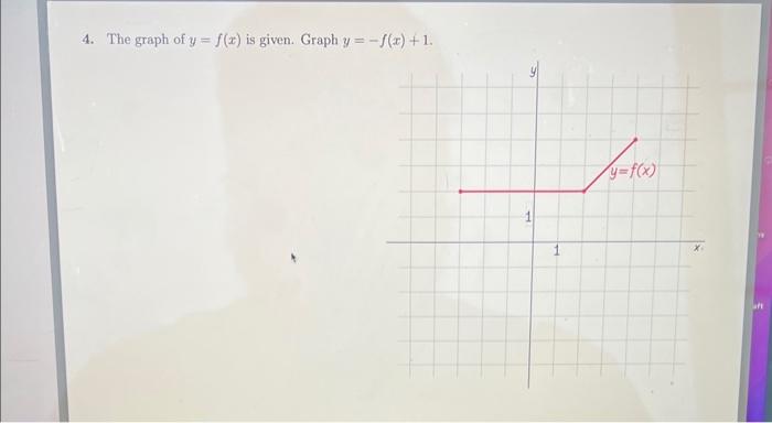 Solved 4. The graph of y=f(x) is given. Graph y=−f(x)+1. | Chegg.com Solved 4. The graph of y=f(x) is given. Graph y=−f(x)+1. | Chegg.com