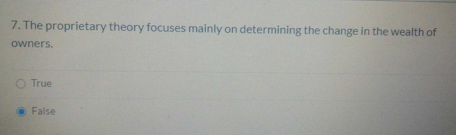 Solved 7. The proprietary theory focuses mainly on | Chegg.com