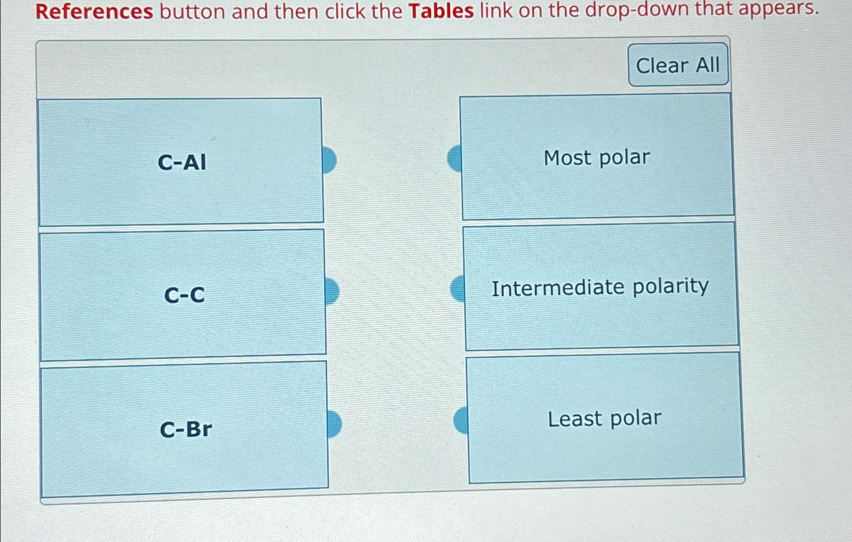 Solved References button and then click the Tables link on | Chegg.com