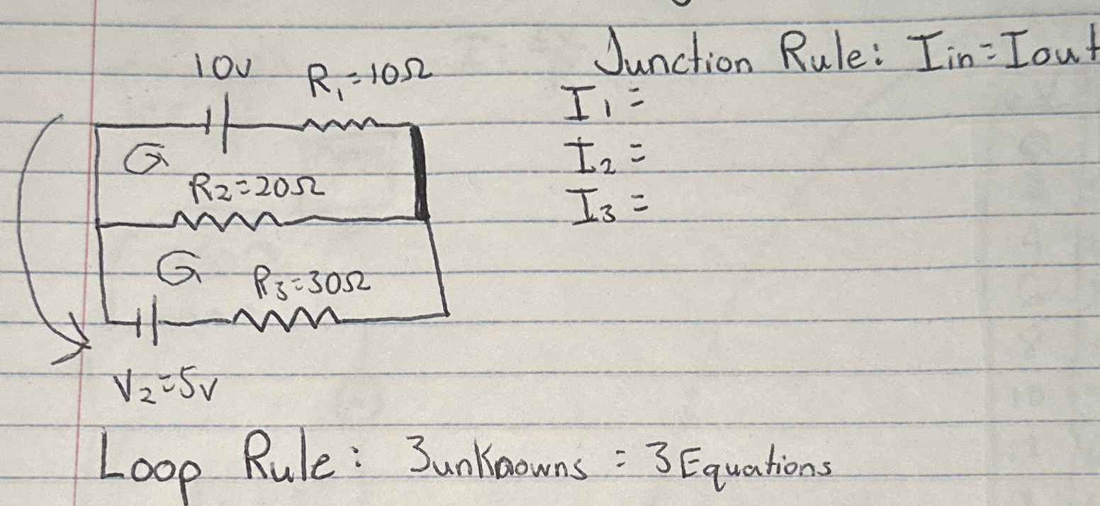 Solved Loop Rule: 3 ﻿unknowns =3 ﻿Equations | Chegg.com