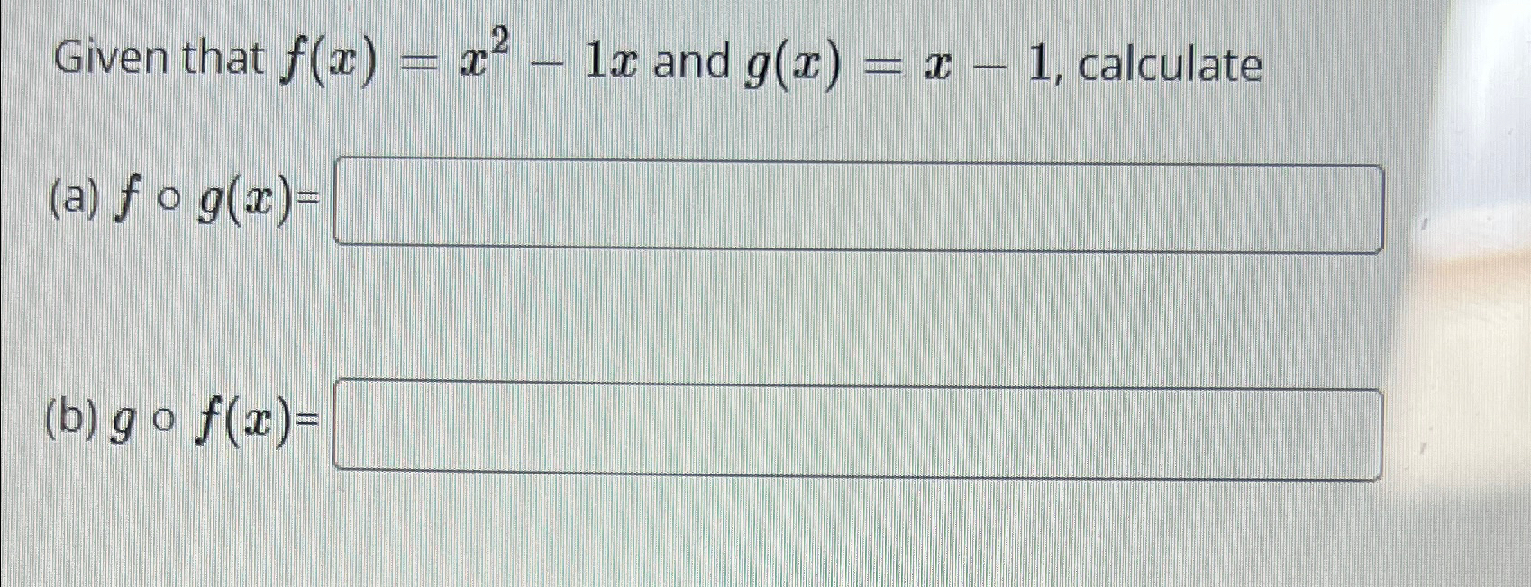 Solved Given that f(x)=x2-1x ﻿and g(x)=x-1, | Chegg.com