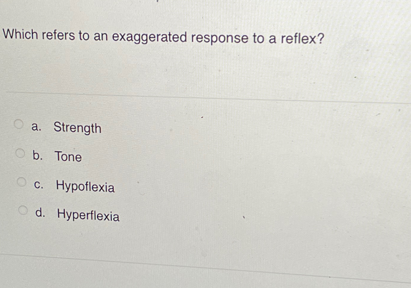 Solved Which refers to an exaggerated response to a | Chegg.com