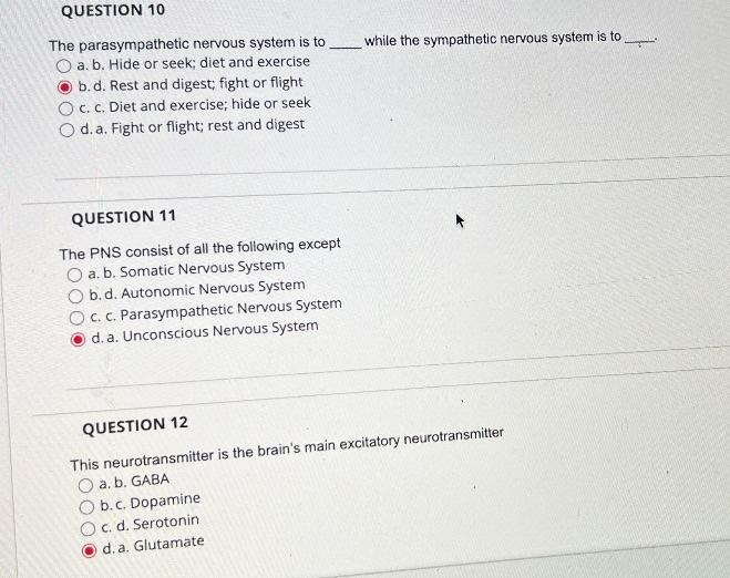 Solved The parasympathetic nervous system is to while the | Chegg.com