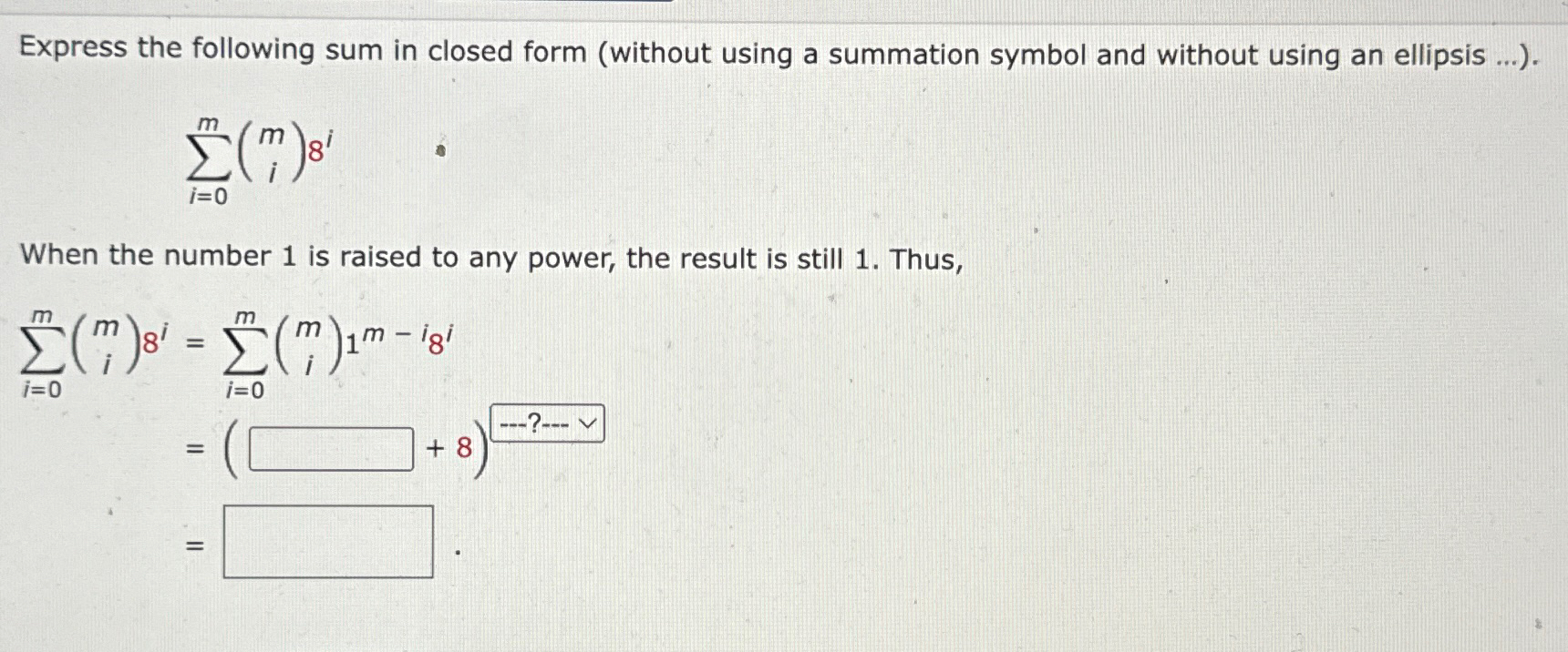 Solved Express the following sum in closed form (without | Chegg.com