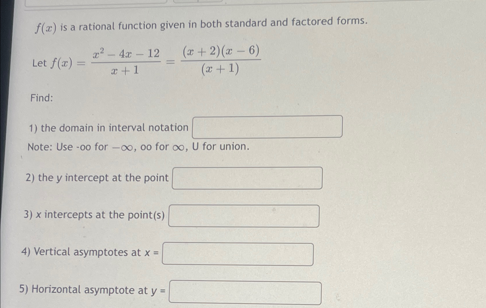 Solved f(x) ﻿is a rational function given in both standard | Chegg.com