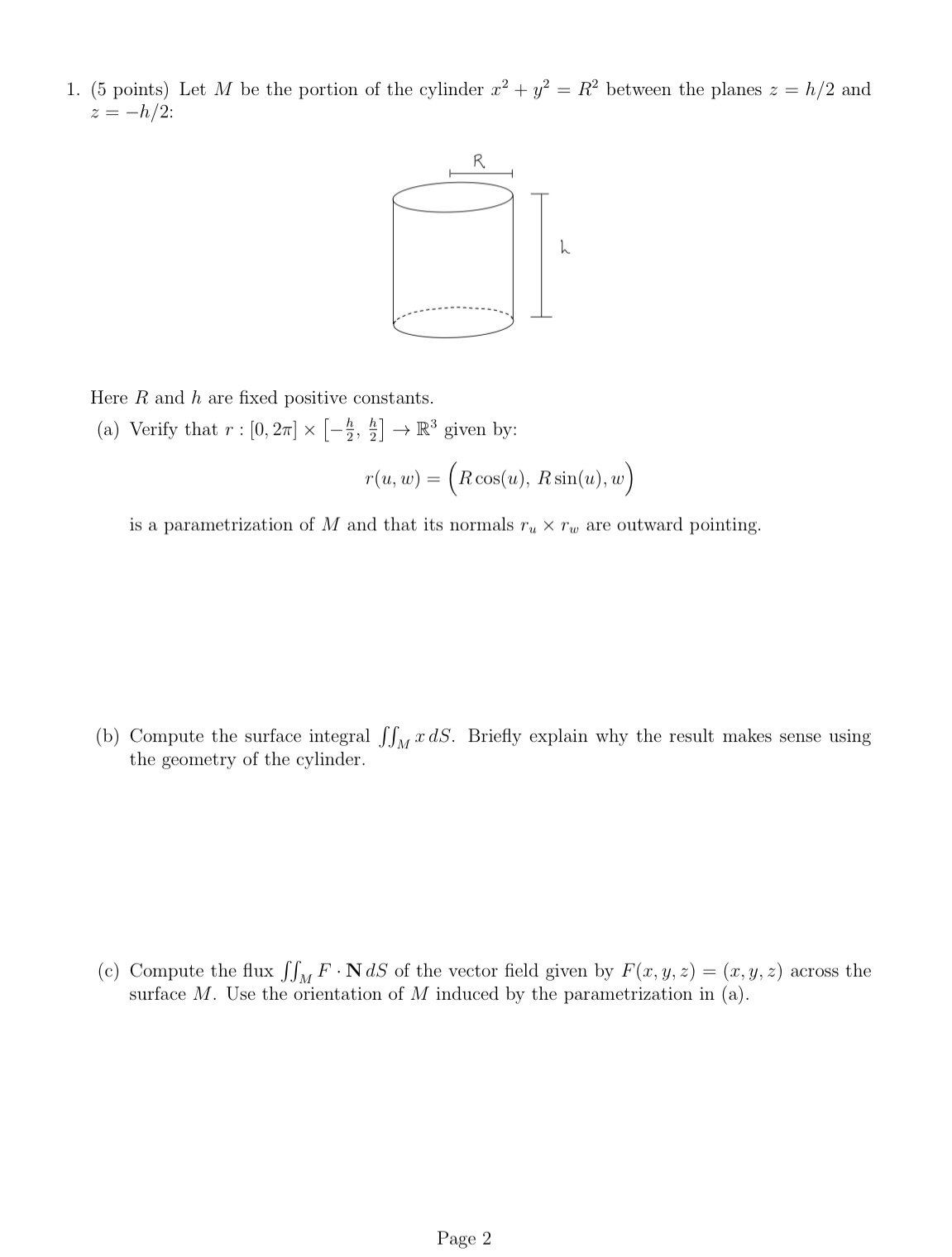 Solved (5 ﻿points) ﻿Let M ﻿be the portion of the cylinder | Chegg.com