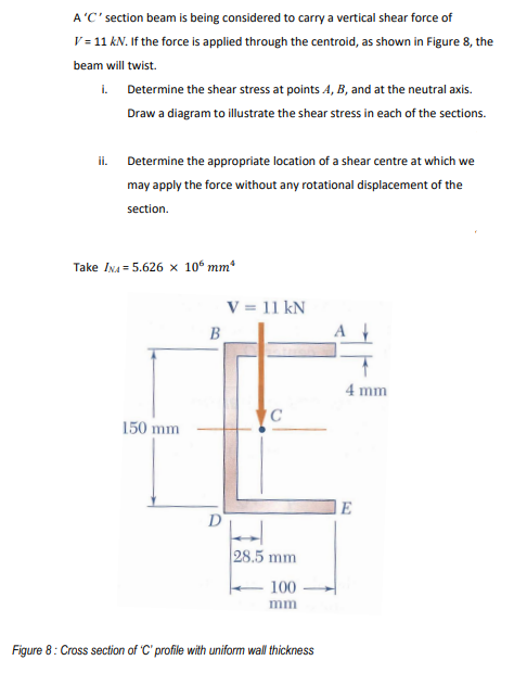 Solved A'C' ﻿section beam is being considered to carry a | Chegg.com