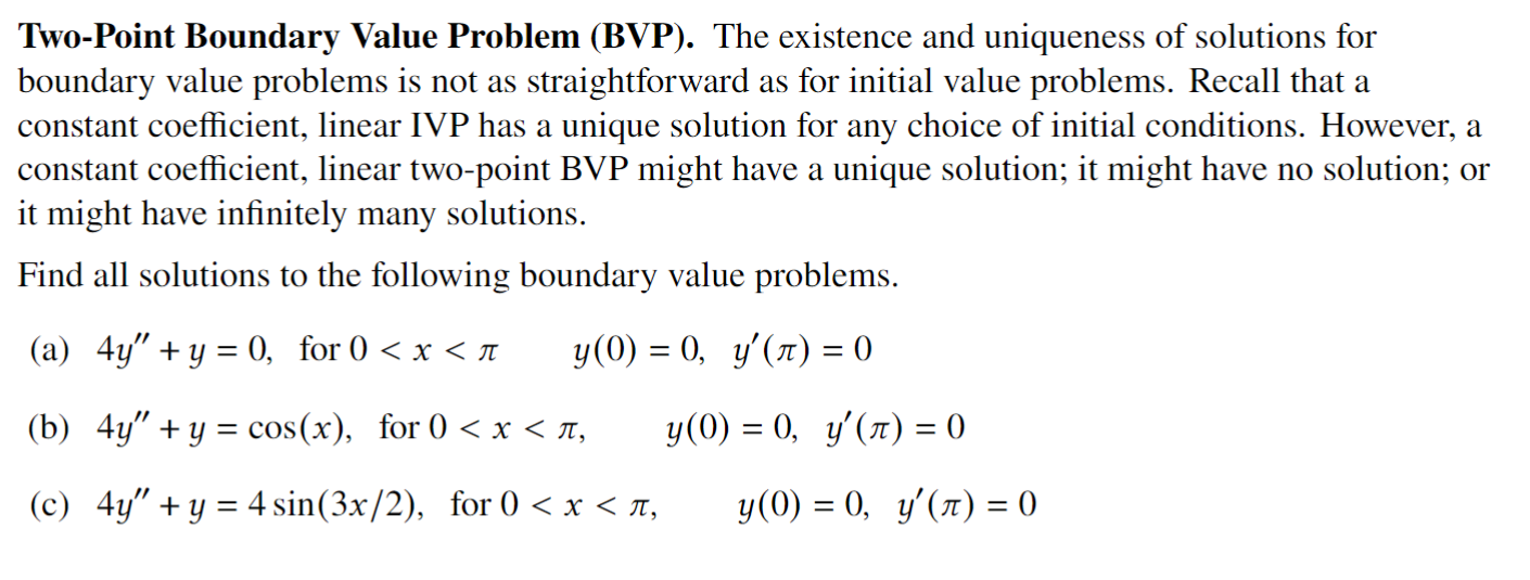 Solved Two-Point Boundary Value Problem (BVP). The | Chegg.com Solved Two-Point Boundary Value Problem (BVP). The | Chegg.com