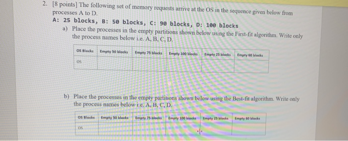Solved 2. [8 points) The following set of memory requests | Chegg.com