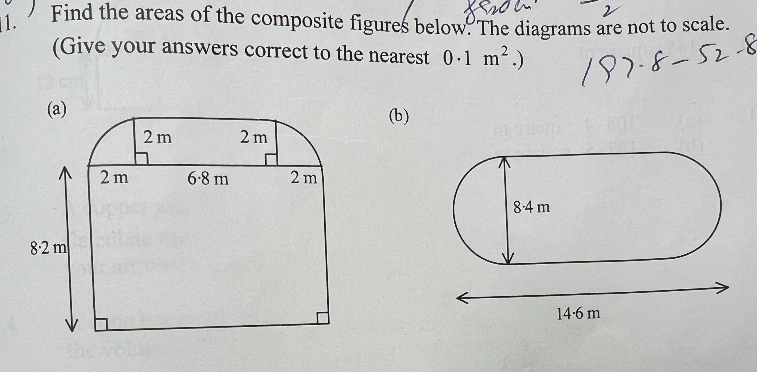 Solved Find the areas of the composite figures below. The | Chegg.com