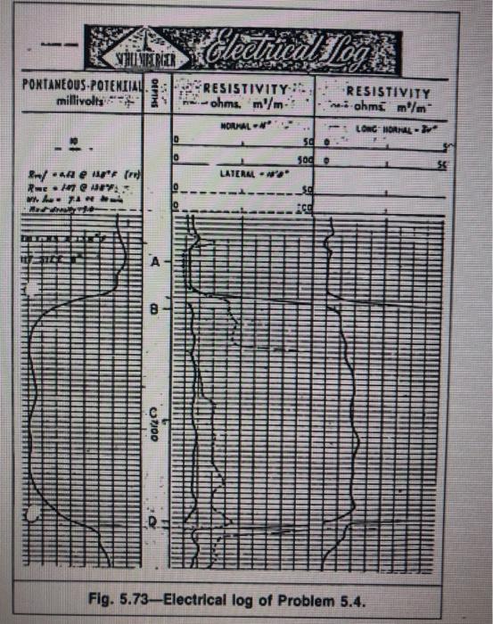 Solved 5.4. Refer to the electrical log of Fig. 5.73 in | Chegg.com