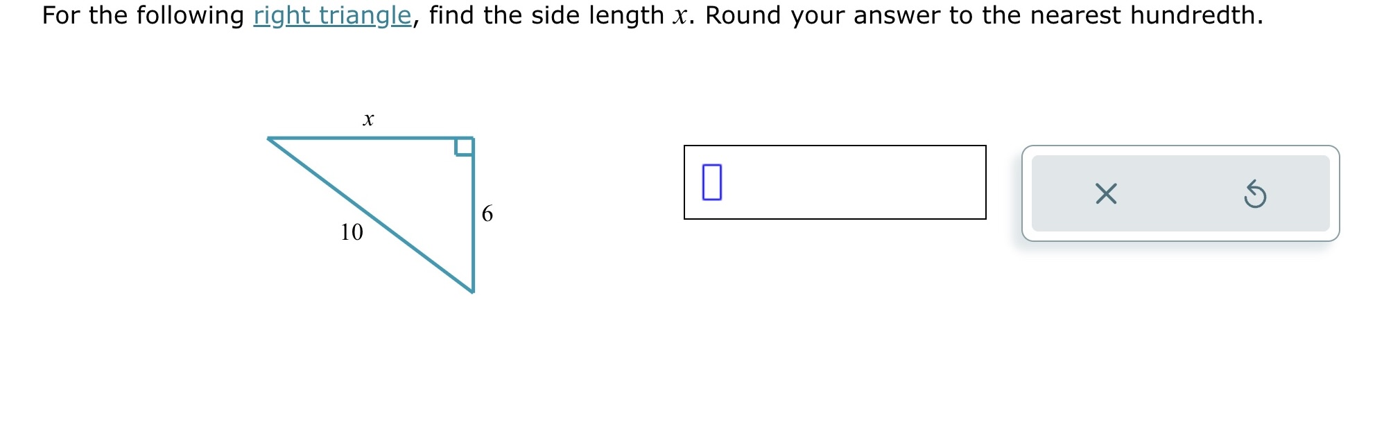 Solved .For the following right triangle, find the side | Chegg.com