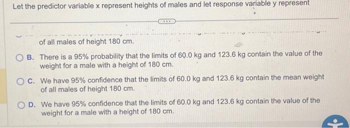 Solved Let the predictor variable x represent heights of | Chegg.com