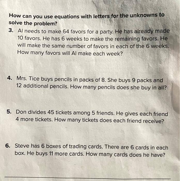 Solved How can you use equations with letters for the | Chegg.com