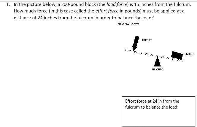 Solved 1. In the picture below, a 200-pound block (the load | Chegg.com