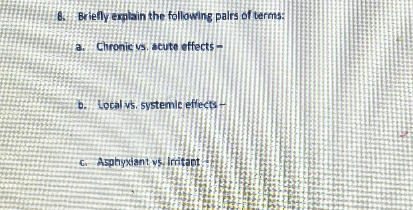 Solved Brielly explain the following pairs of terms:a. | Chegg.com