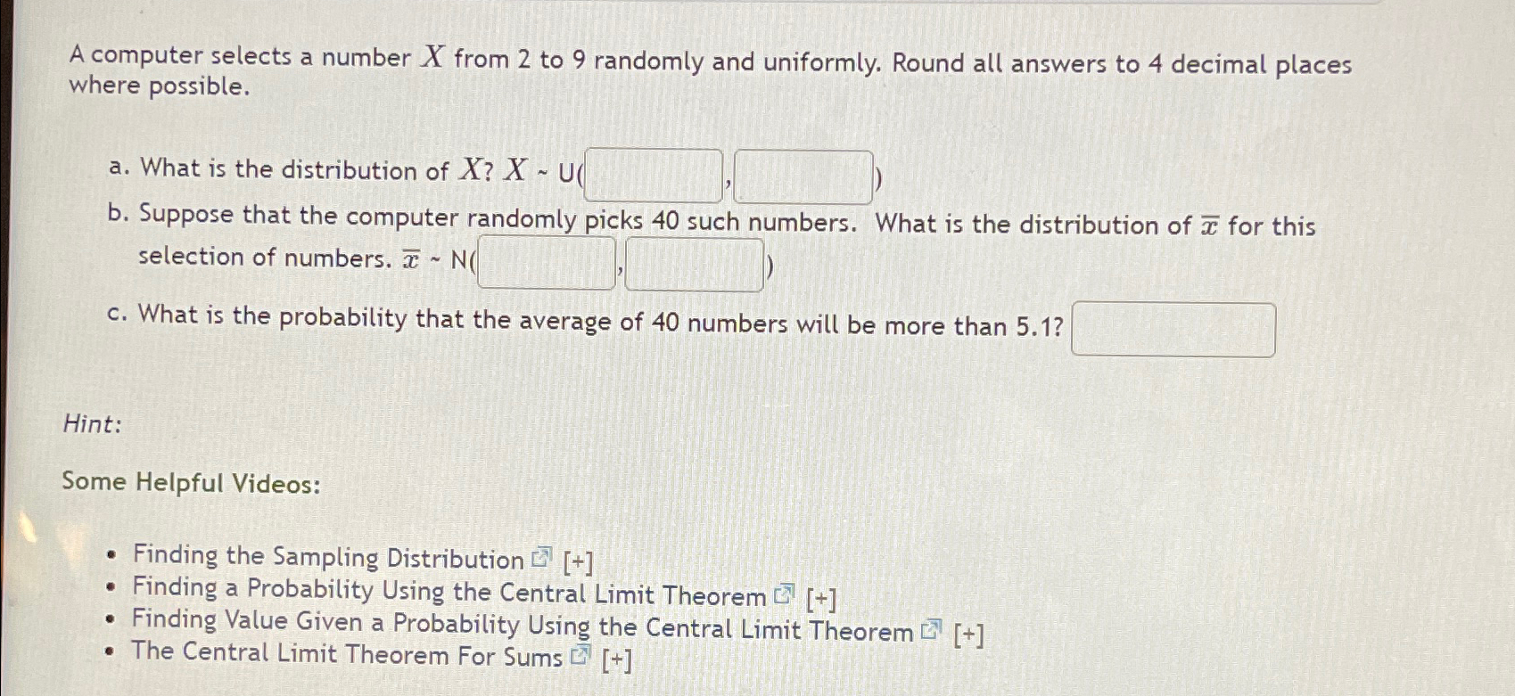 Solved A computer selects a number x ﻿from 2 ﻿to 9 ﻿randomly | Chegg.com