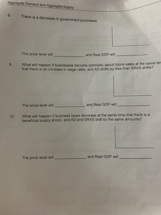 Solved Aggregate Demand and Aggregate Supply 8. There is a | Chegg.com