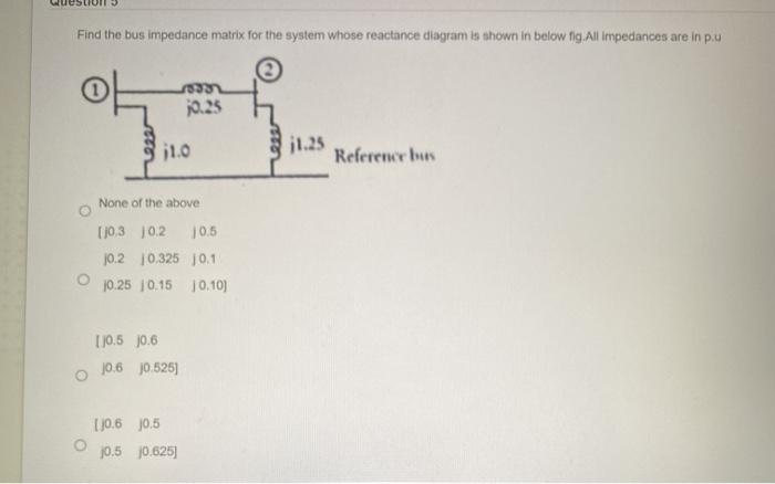Solved Find the bus impedance matrix for the system whose | Chegg.com