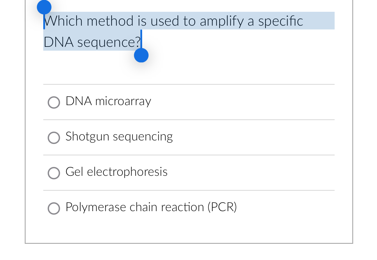 Solved Which method is used to amplify a specific DNA | Chegg.com