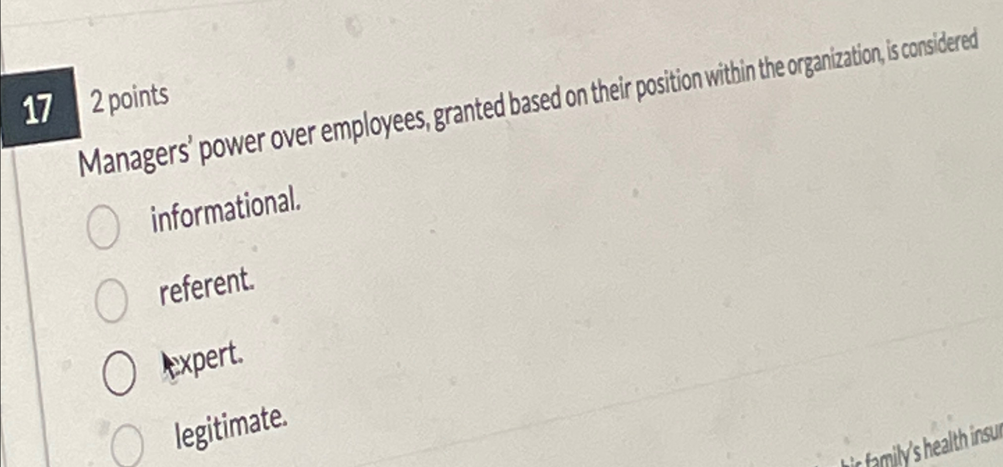Solved 172 ﻿pointsManagers' power over employees, granted | Chegg.com