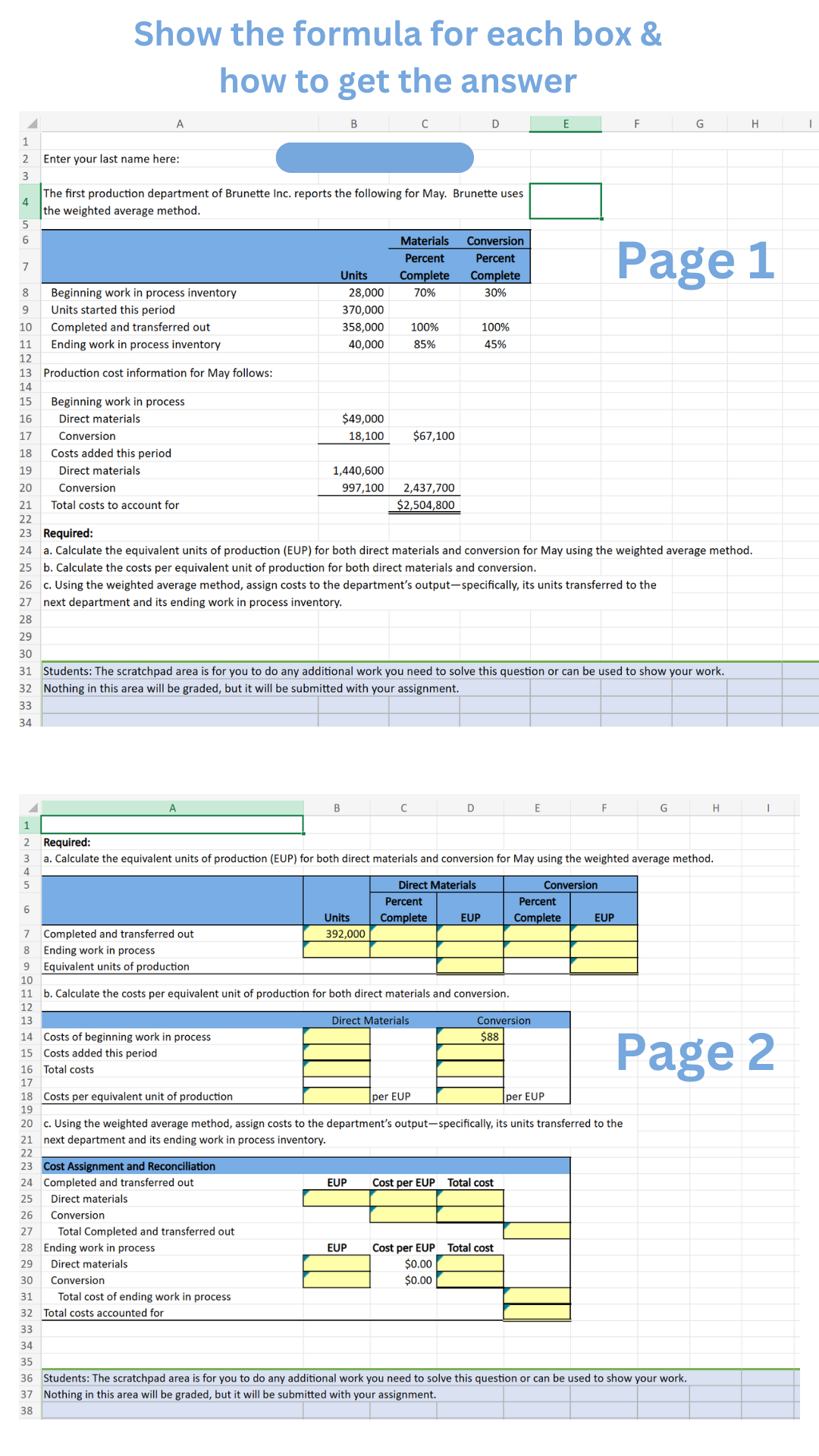 Solved Ch 16 ﻿EXCELHELP find each formula to input into each | Chegg.com