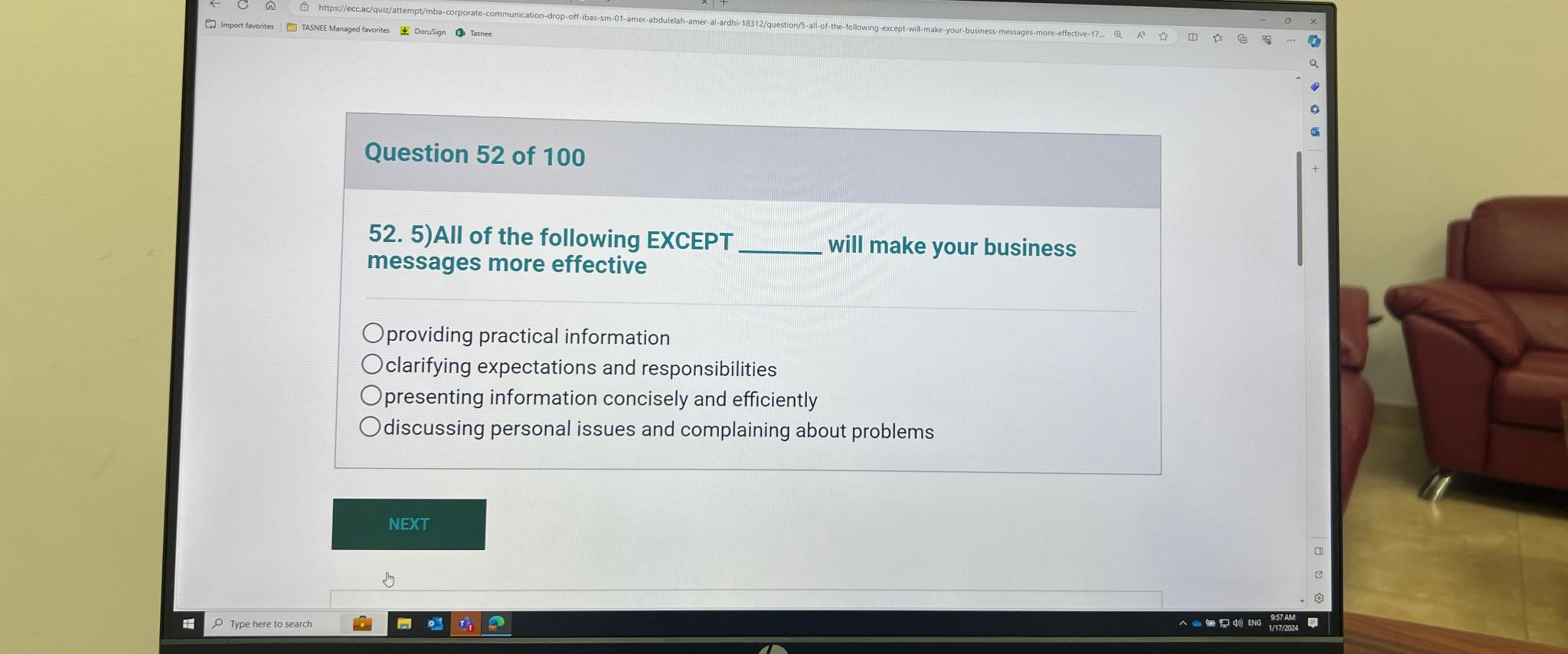 Solved Question 52 ﻿of 10052. 5)All of the following EXCEPT | Chegg.com