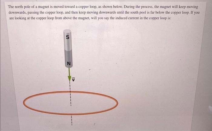 Solved The north pole of a magnet is moved toward a copper | Chegg.com