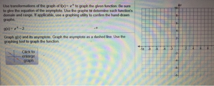 Solved Use transformations of the graph of f(x)= eto graph | Chegg.com