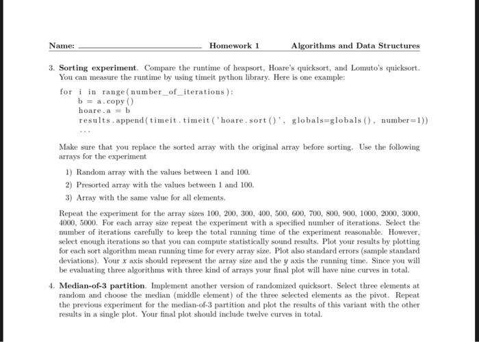 Solved Name Homework 1 Algorithms And Data Structures 3 