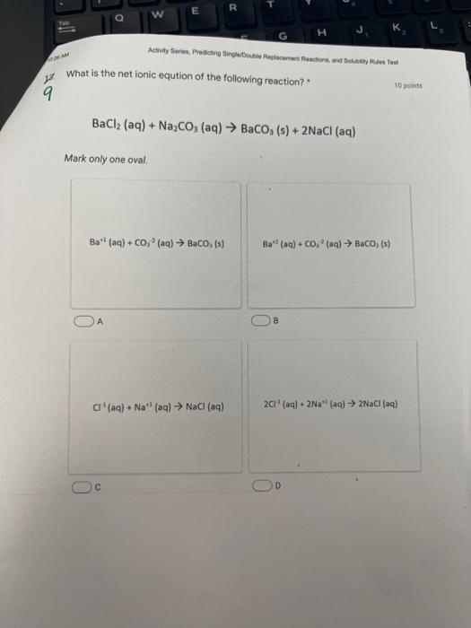 Solved Activity Series, Predicting Single Double Replacement | Chegg.com