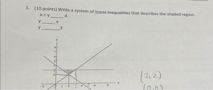Solved 1 10 Points Write A System Of Linear Inequalities 